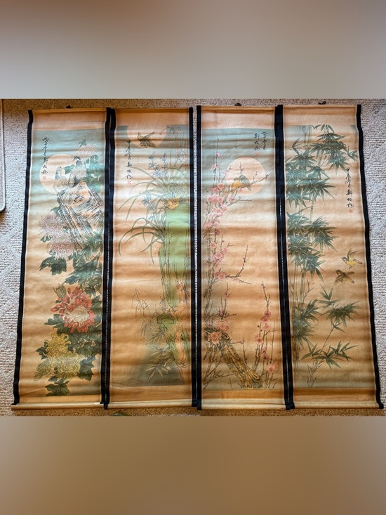 Art | Antique Chiinese Old Scroll Handpainting Celebrity Calligraphy ...